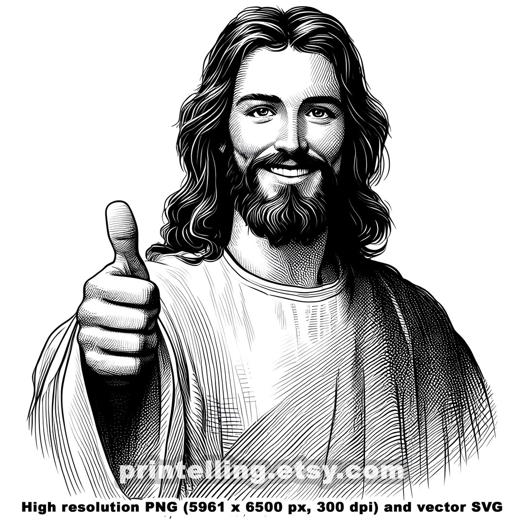 Thumb-up Jesus PNG & SVG Image Plus 3 Designs With Humorous Sayings for Playful Christian T ...
