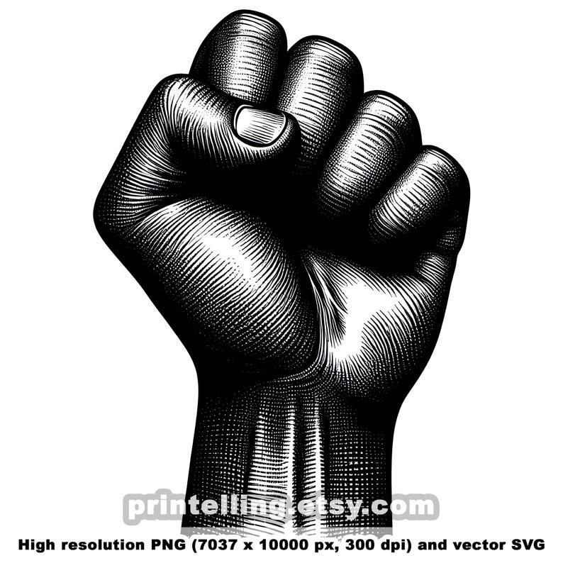 Raised Fist PNG & SVG Clipart Bundle for Protests, Rallies; Instant ...