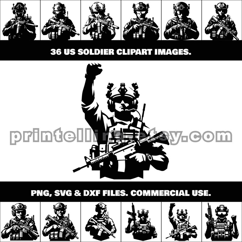 US Military Png, Svg, Dxf Clipart Bundle; 36 Images of American ...