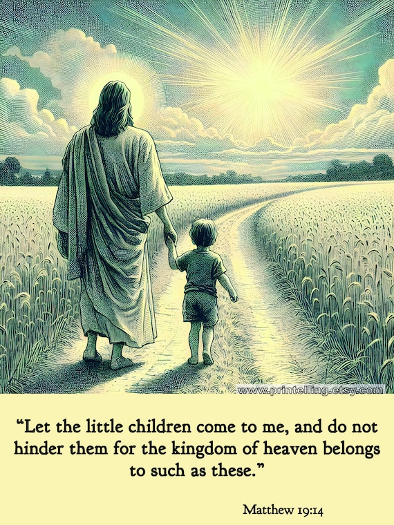 Jesus Walking With Children In Heaven