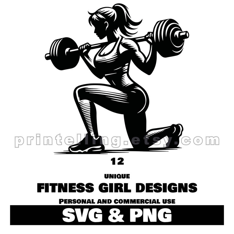 Fitness Girl SVG & PNG Bundle | 12 Unique Workout and Bodybuilding ...