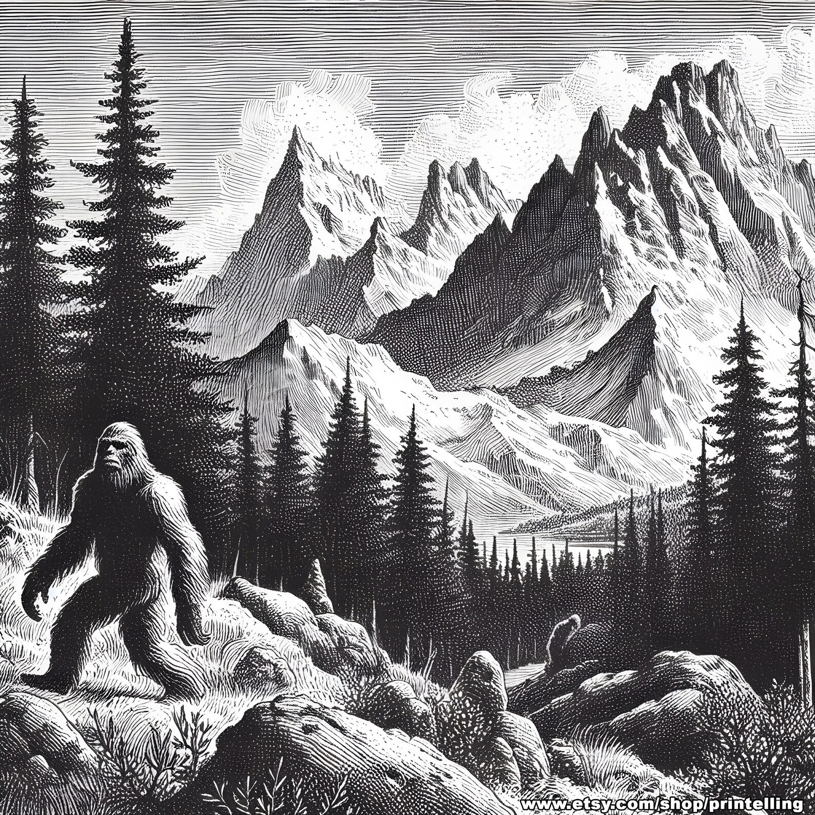 Bigfoot Wall Art, Sasquatch Canvas Print - Beautifully Creepy Art ...