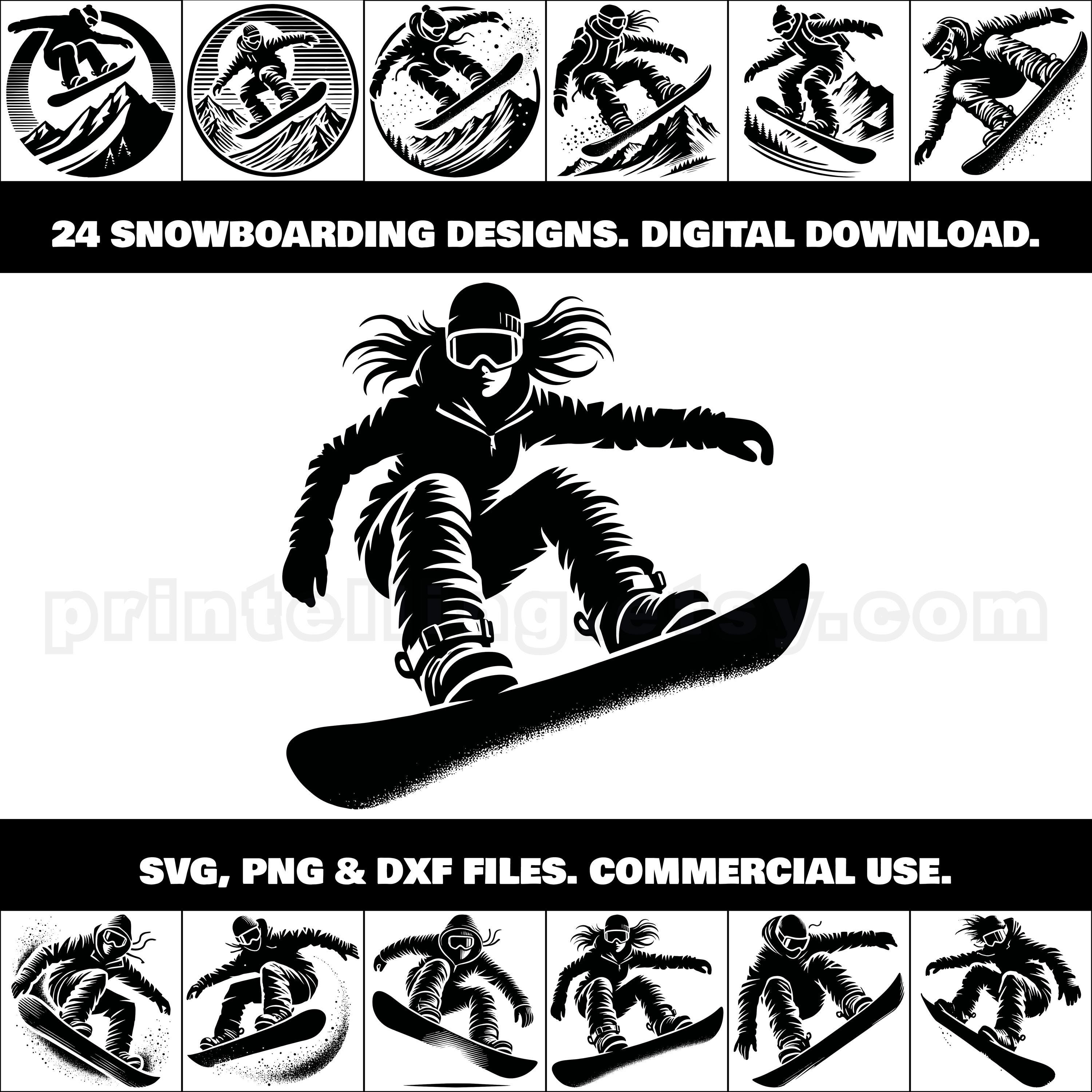Snowboarding Clipart Bundle: 24 Winter Sports Designs (SVG, PNG, DXF ...