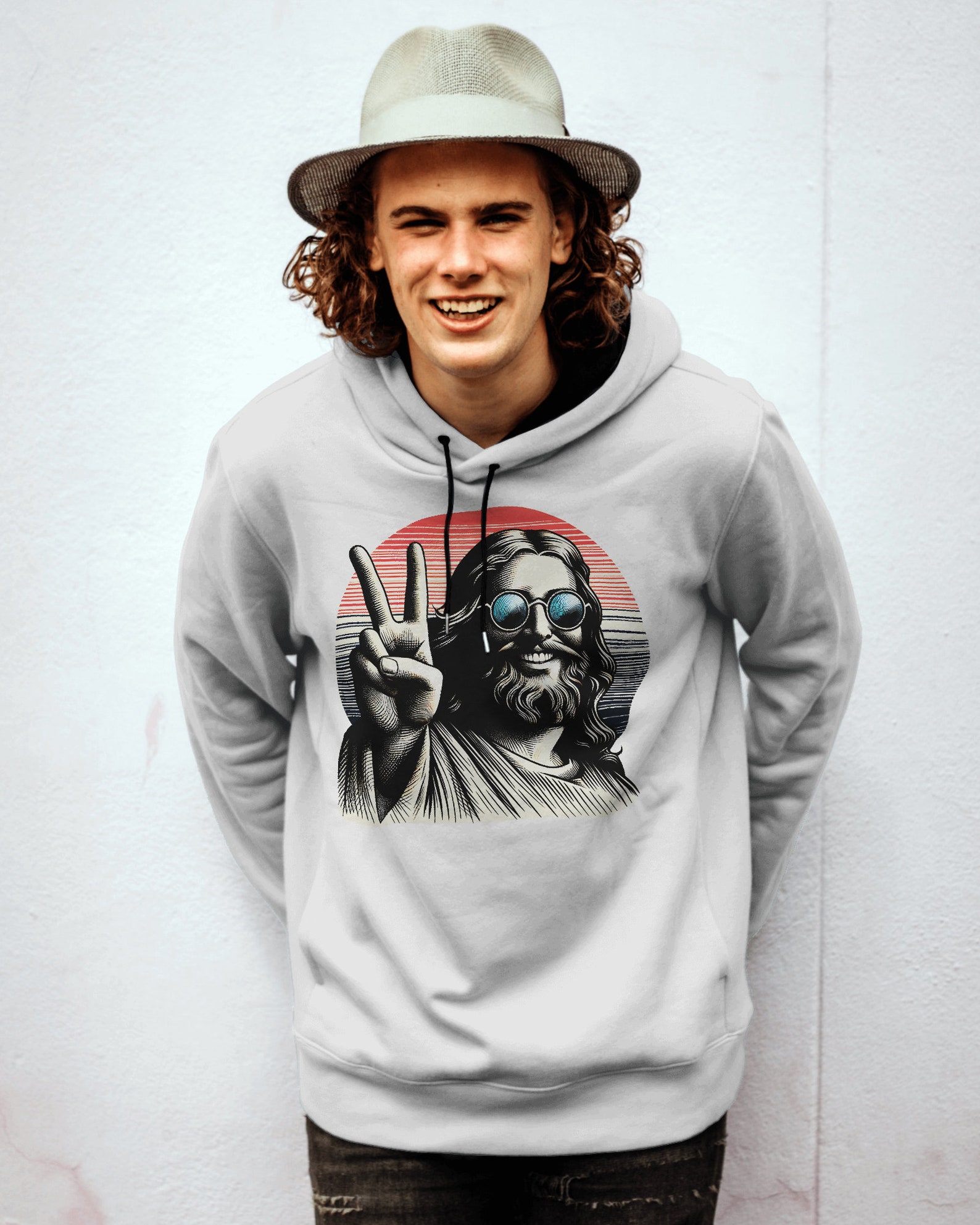 Cool Jesus PNG – Smiling Jesus Christ With Peace Sign (digital Download ...