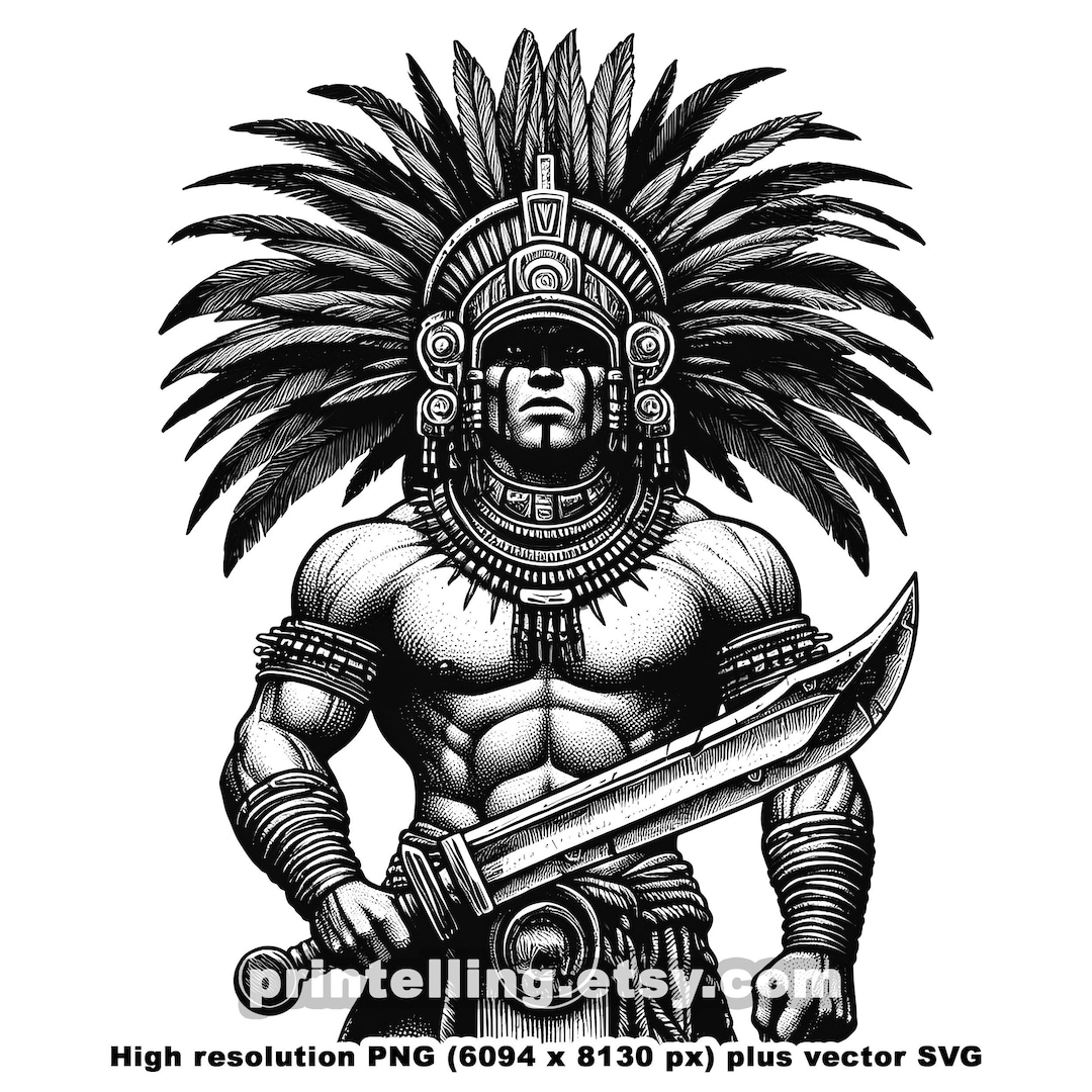 Aztec Warrior PNG, SVG Clipart Bundle; 4 Badass Designs for T-shirts ...