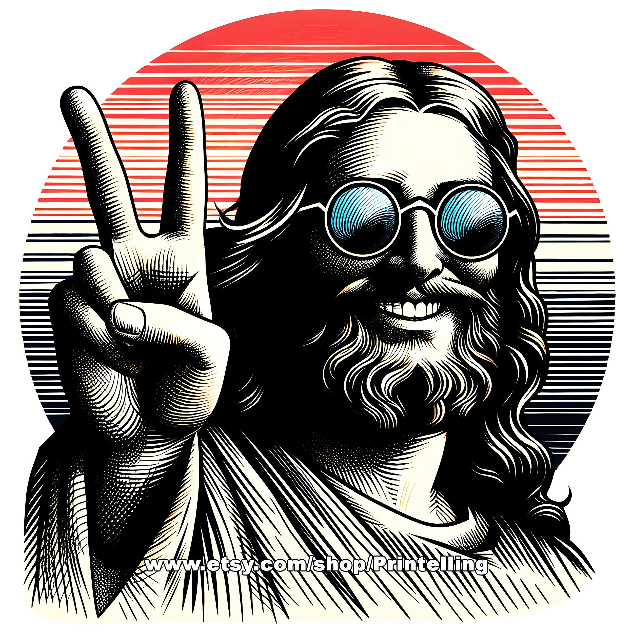 Cool Jesus PNG – Smiling Jesus Christ With Peace Sign (digital Download ...