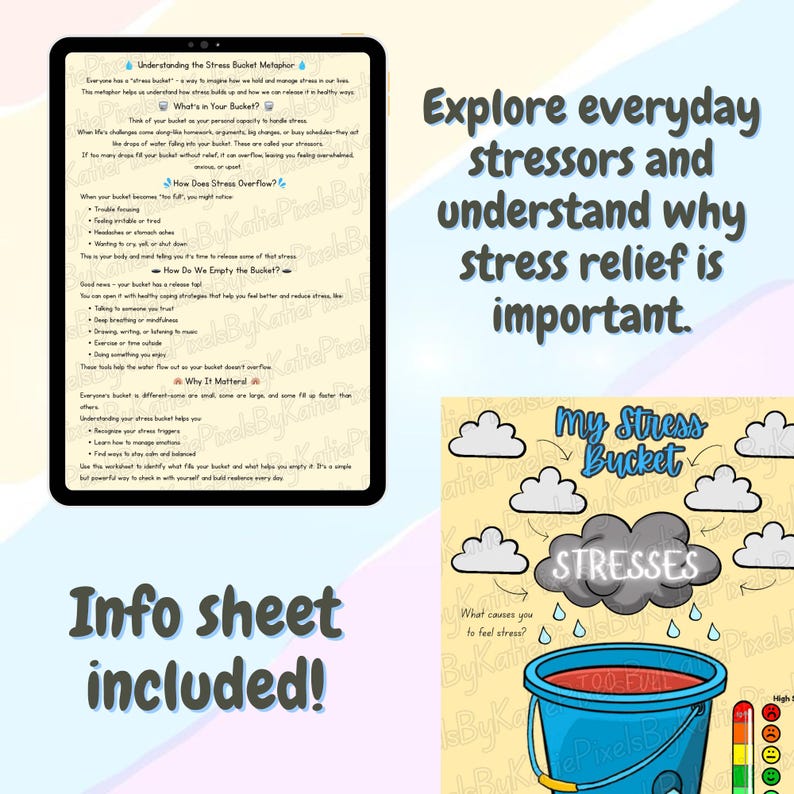 Stress Bucket Poster Printable for All Ages – Mental Health Resource ...