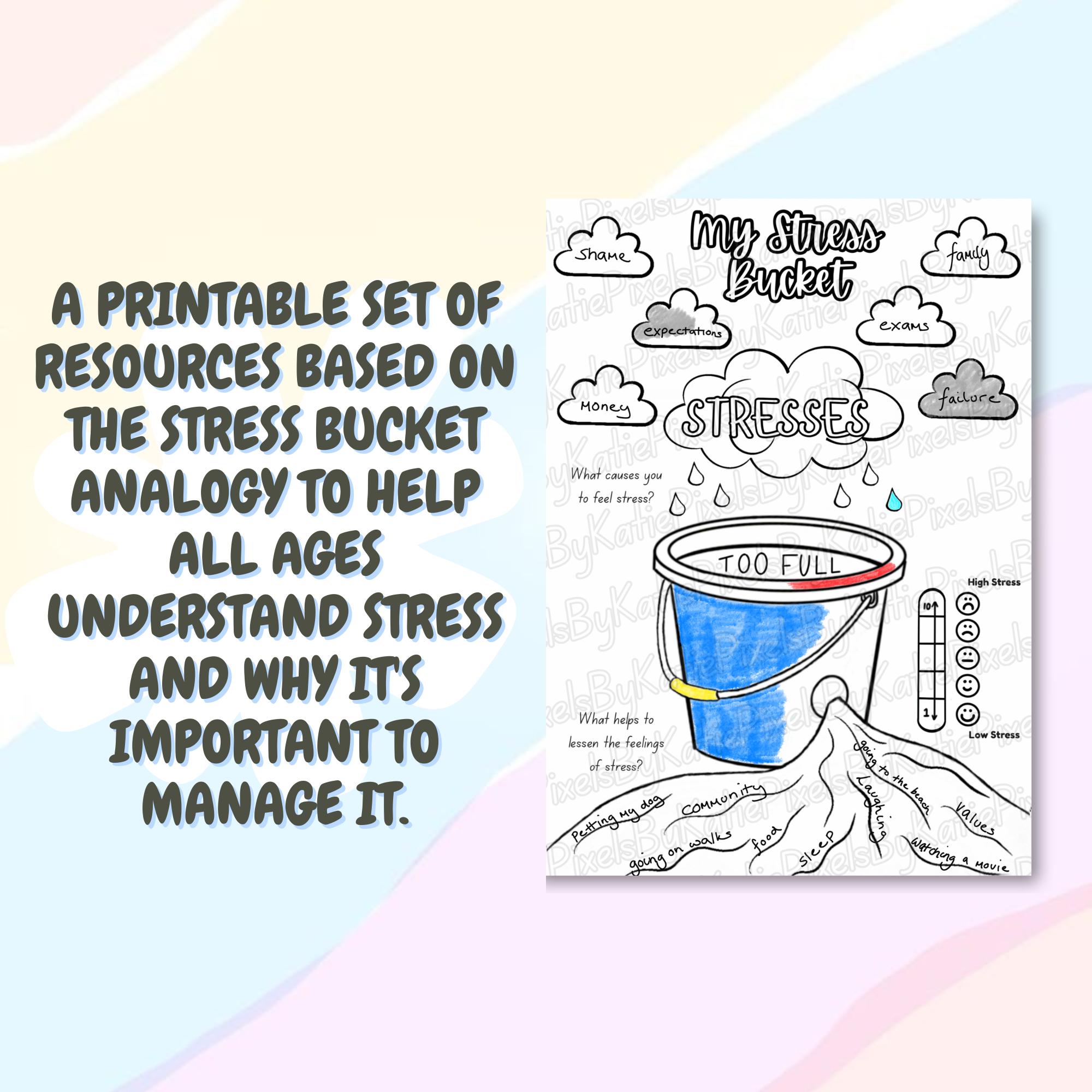 Stress Bucket Poster Printable for All Ages – Mental Health Resource ...