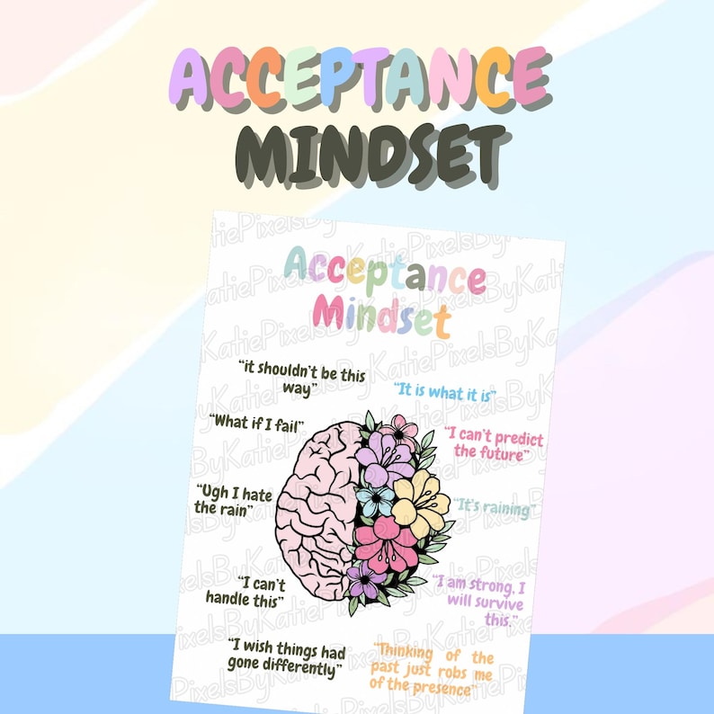Radical Acceptance Mindset Poster, Therapy Office Decor, Calming Down ...