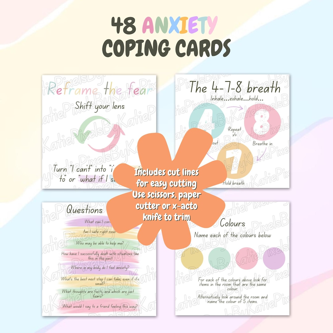 48 Anxiety Coping Skills Flash Cards - Etsy
