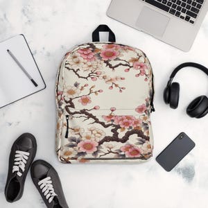 Boho Japanese Sakura Tree Floral Backpack Bookbag Pressed Flowers ...