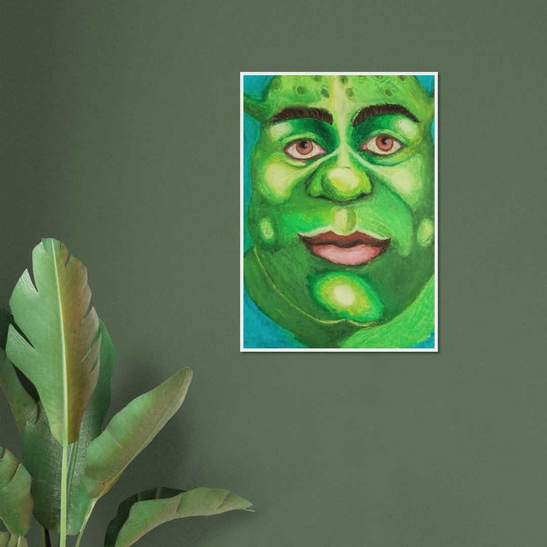 Shrek Realistic and Funny Face Meme Art Poster - Unique Minimalist Wall ...