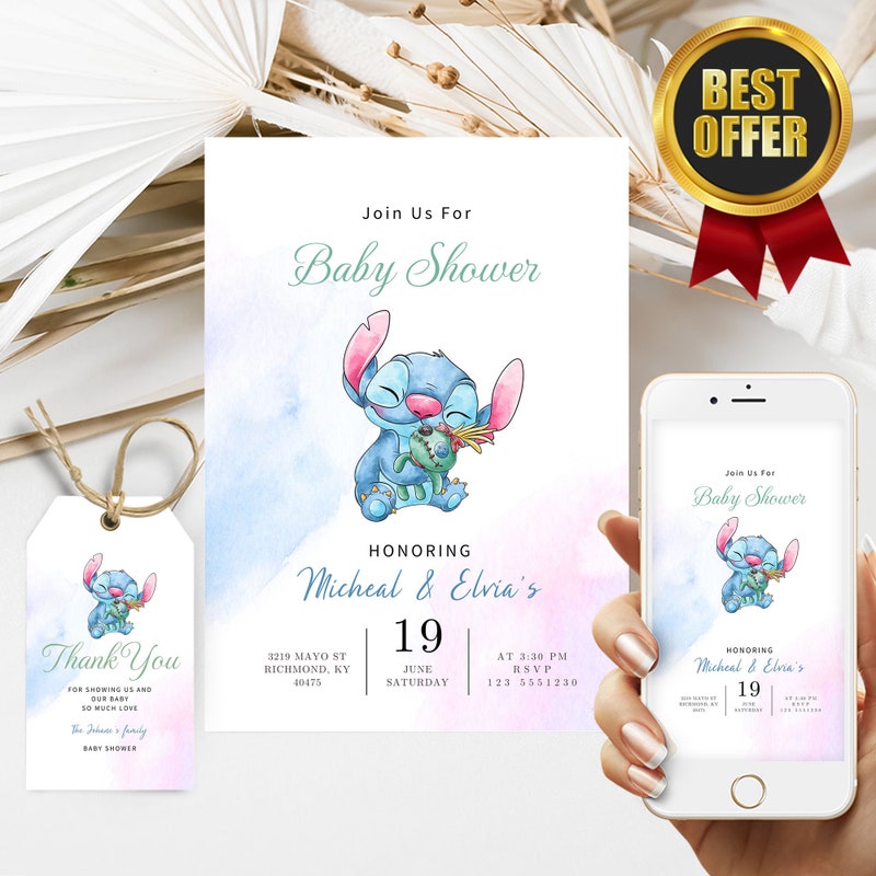Stitch Baby Shower Invitation - Etsy
