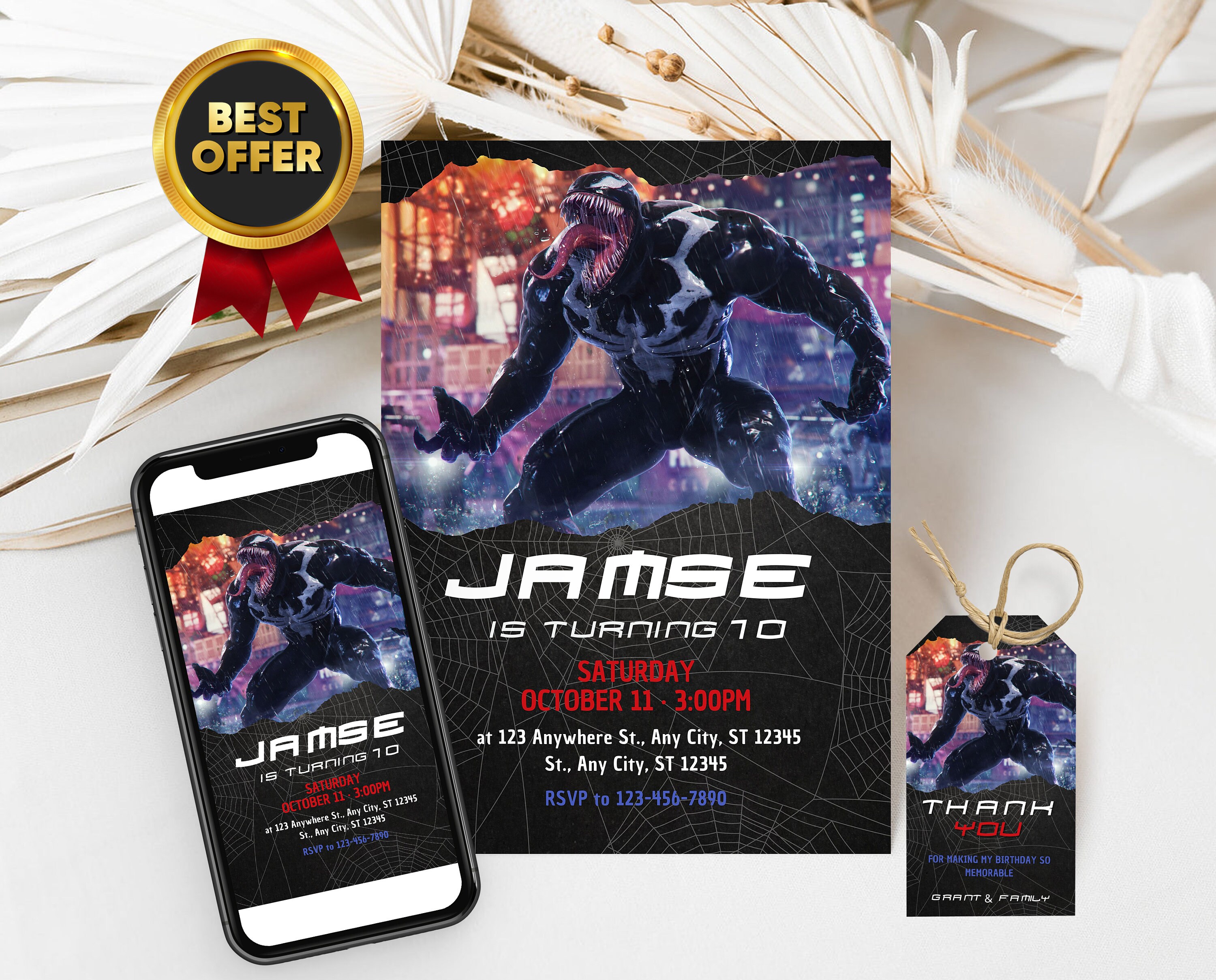 Venom Birthday Invitation on Canva Template ONLINE With FREE Venom ...