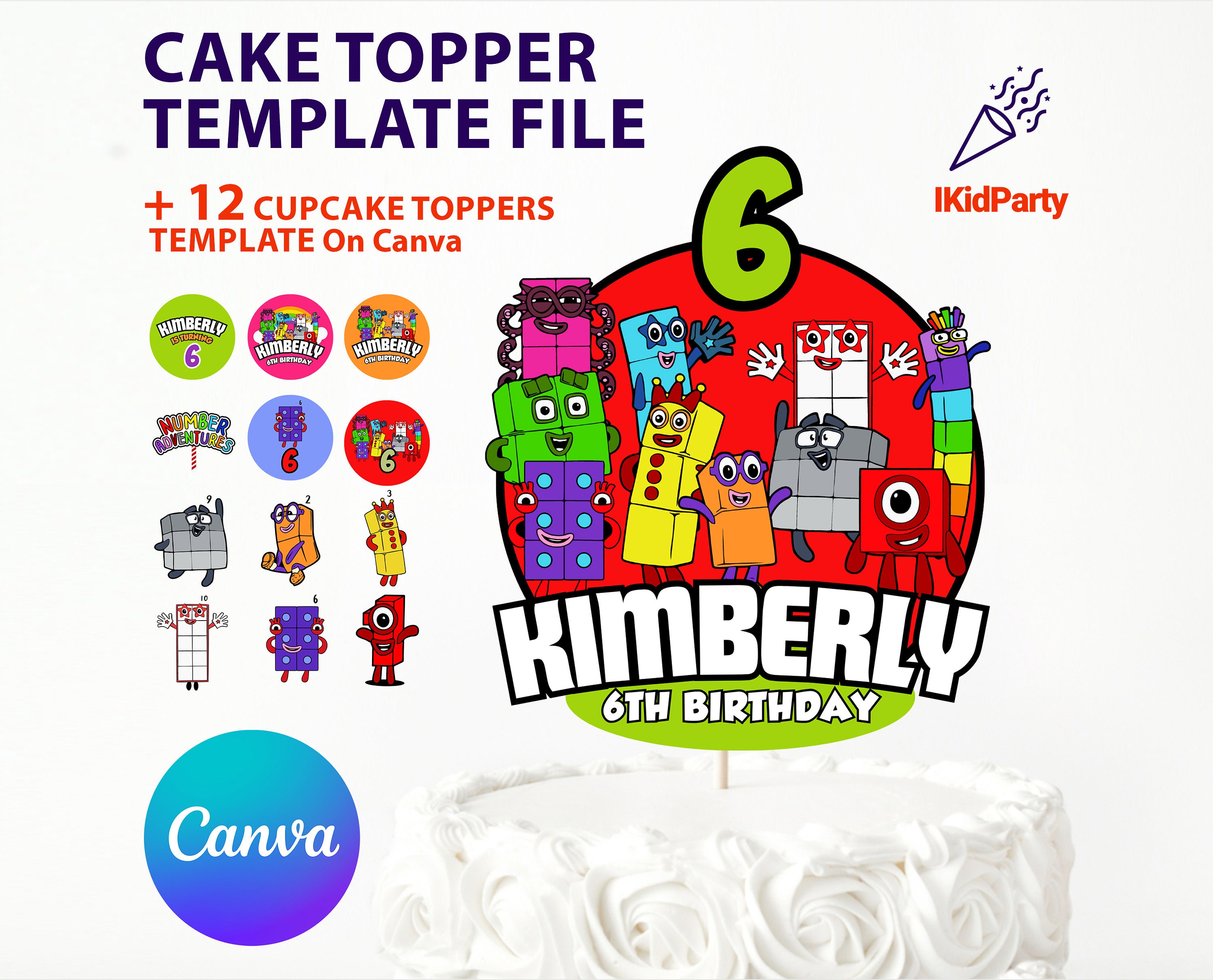 Editable Numberblocks Cake Topper Numberblocks Cupcake Topper, Number ...