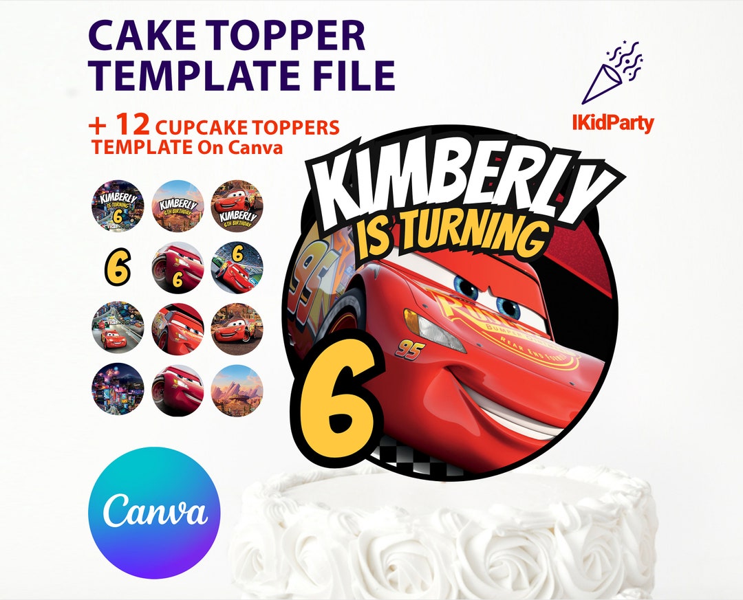 Printable Cars Cake Topper Cars Cupcake Topper, Cars Birthday Party for ...