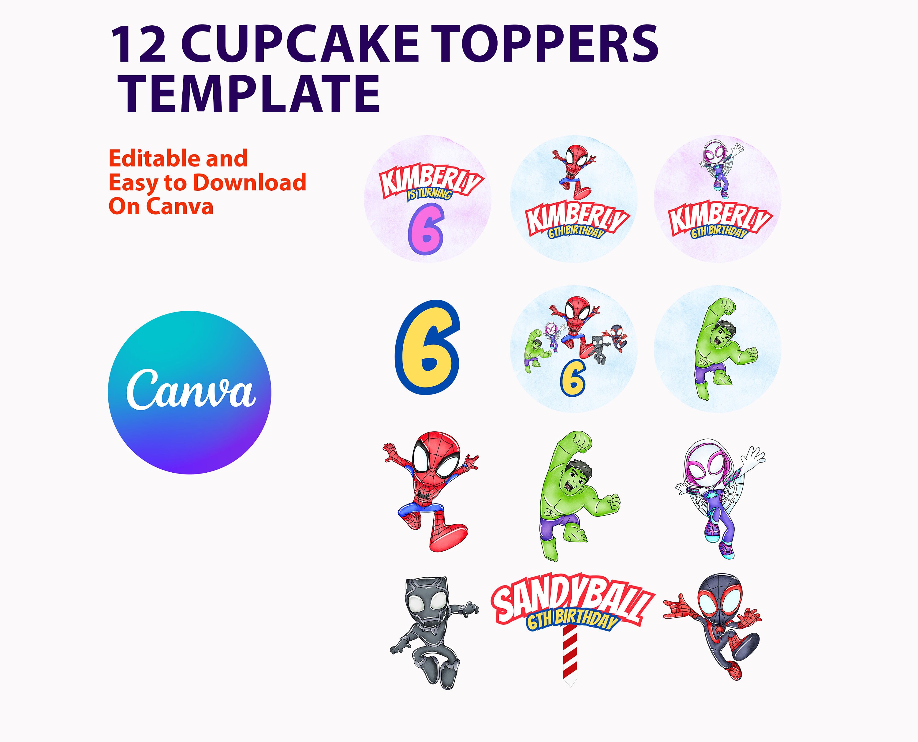 Printable Spin Spider Cake Topper Spidey and His Amazing Friends ...