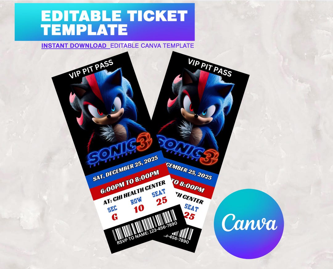 Sonic the Hedgehog 3 Birthday Invitations, Custom New Sonic Digital ...