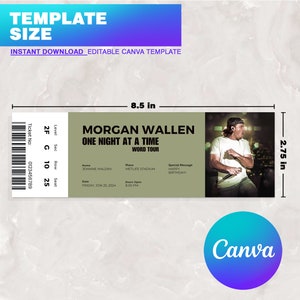 Editable Morgan Wallen Concert Ticket Template Concert Ticket Gift ...