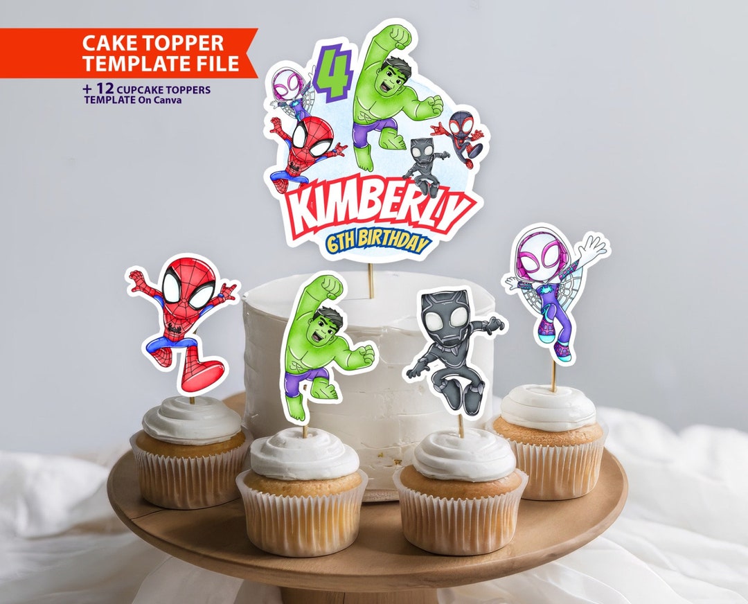 Topper de pastel de Hulk imprimible Spidey y sus increíbles amigos ...