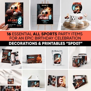 Editable All Sports Birthday Party Decorations Bundle, All Sports Boys ...