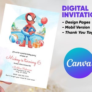 Pool Party Birthday Invitation, Spidey and His Amazing Friends Birthday ...