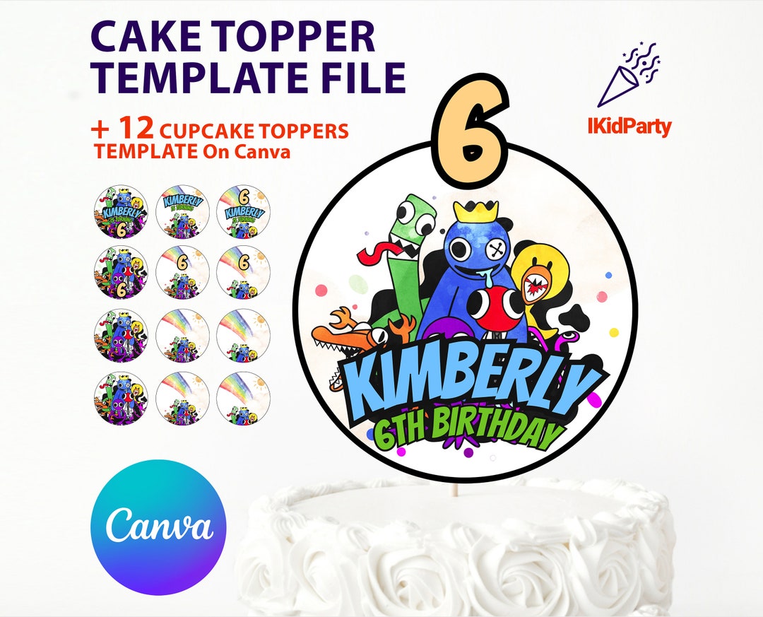 Editable Rainbow Friends Cake Topper Rainbow Friends Cupcake Topper ...