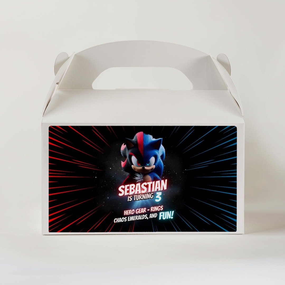 Editable Sonic the Hedgehog 3 Box Label, Sonic Kids Birthday Party ...