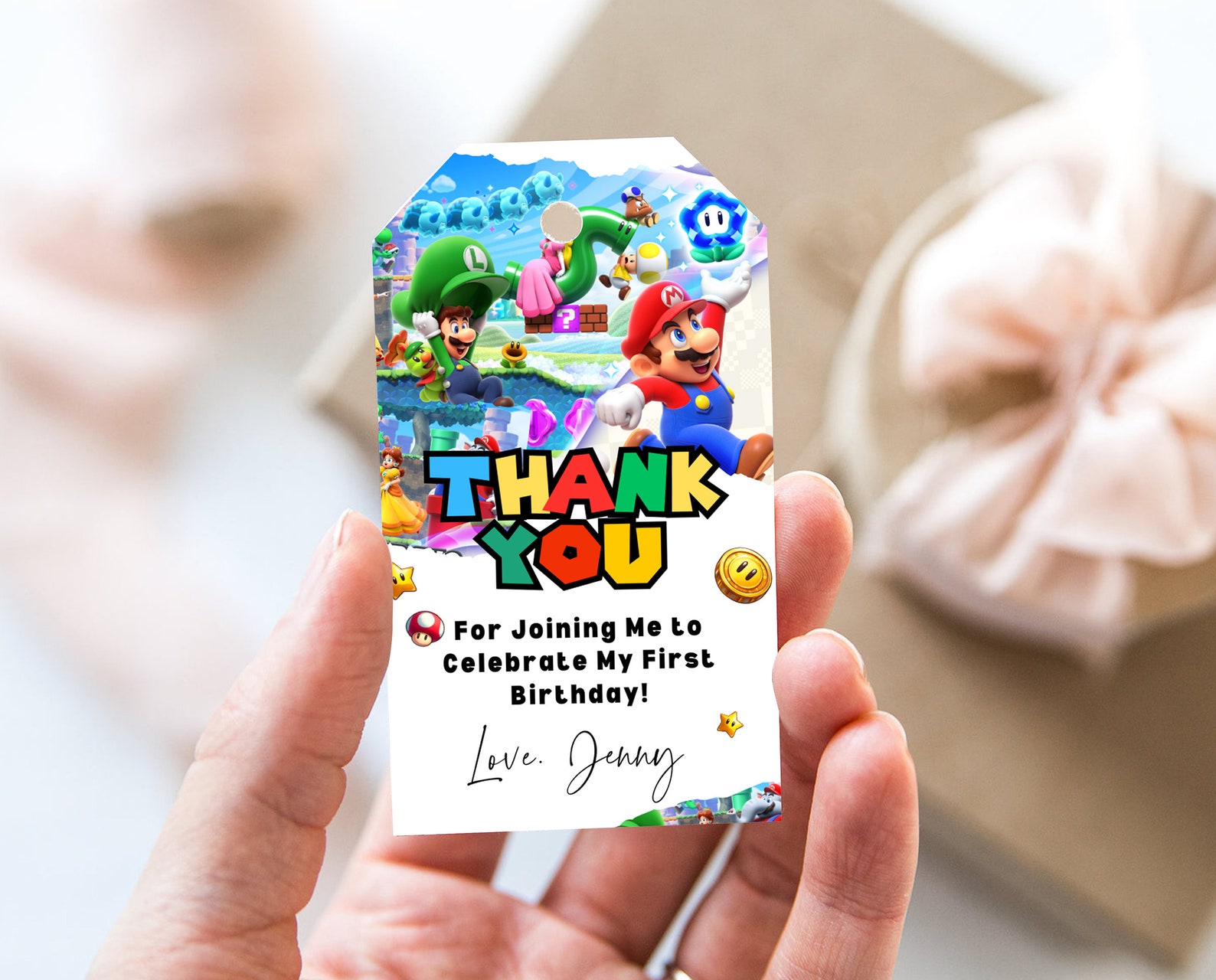 Editable Super Mario Wonder Invitation Digital, FREE Mario Thank You ...