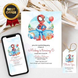 Pool Party Birthday Invitation, Spidey and His Amazing Friends Birthday ...