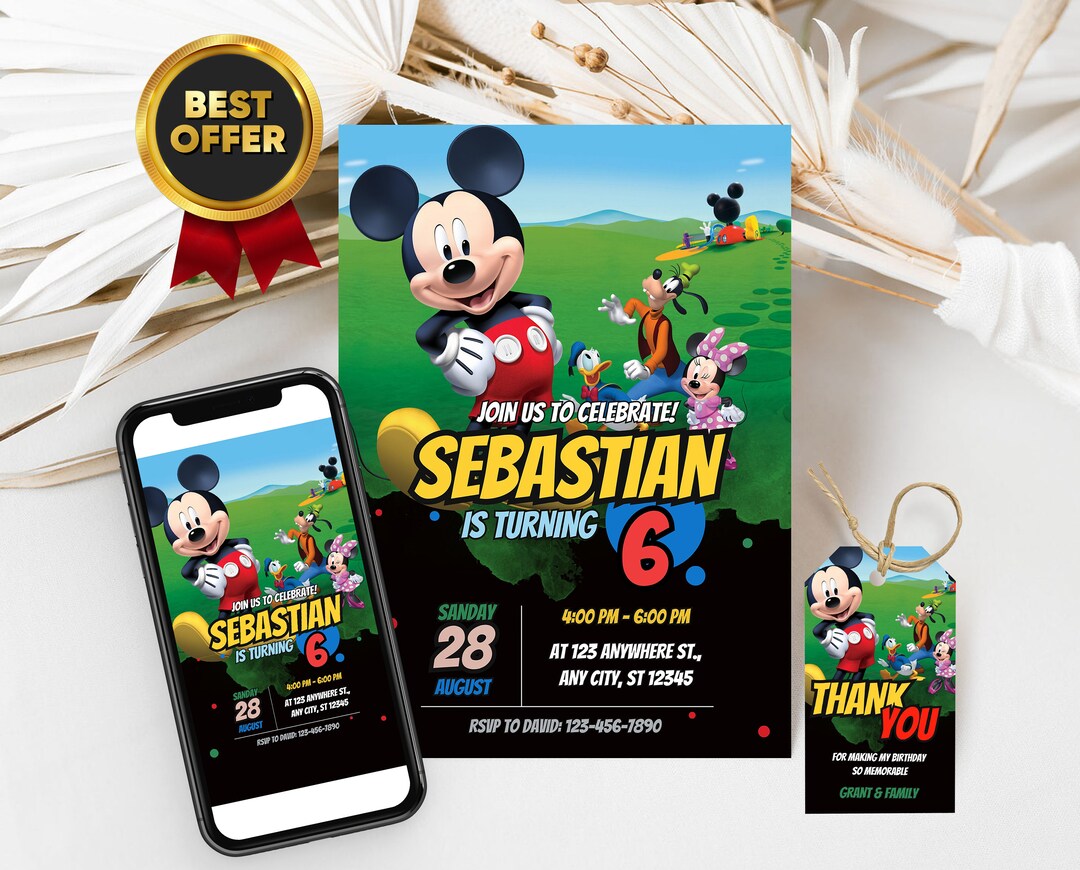 Clubhouse Birthday Invitation, Editable Mickey Invitation, Clubhouse ...