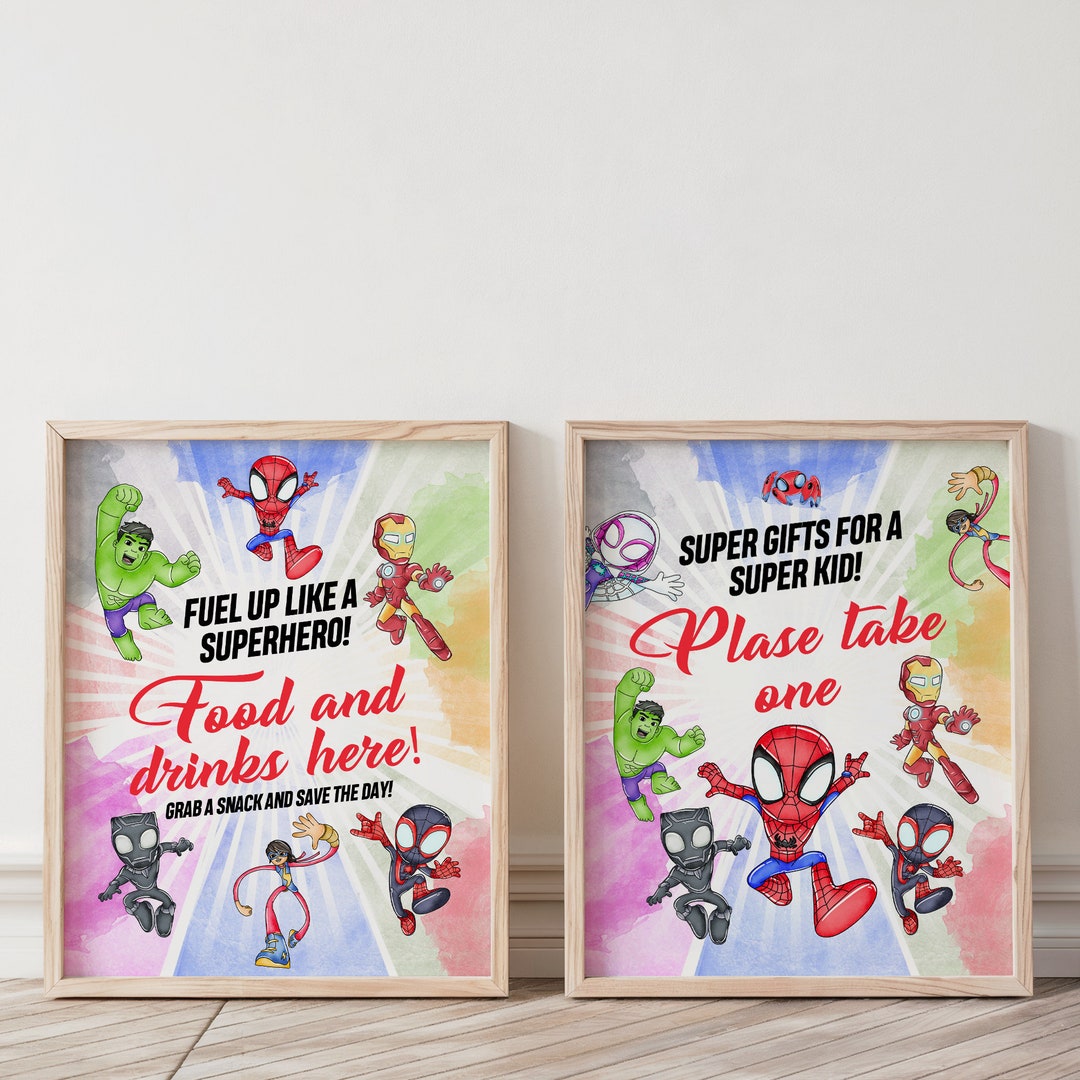 Editable Spidey and His Amazing Friends Birthday Gifts Sign and Food ...
