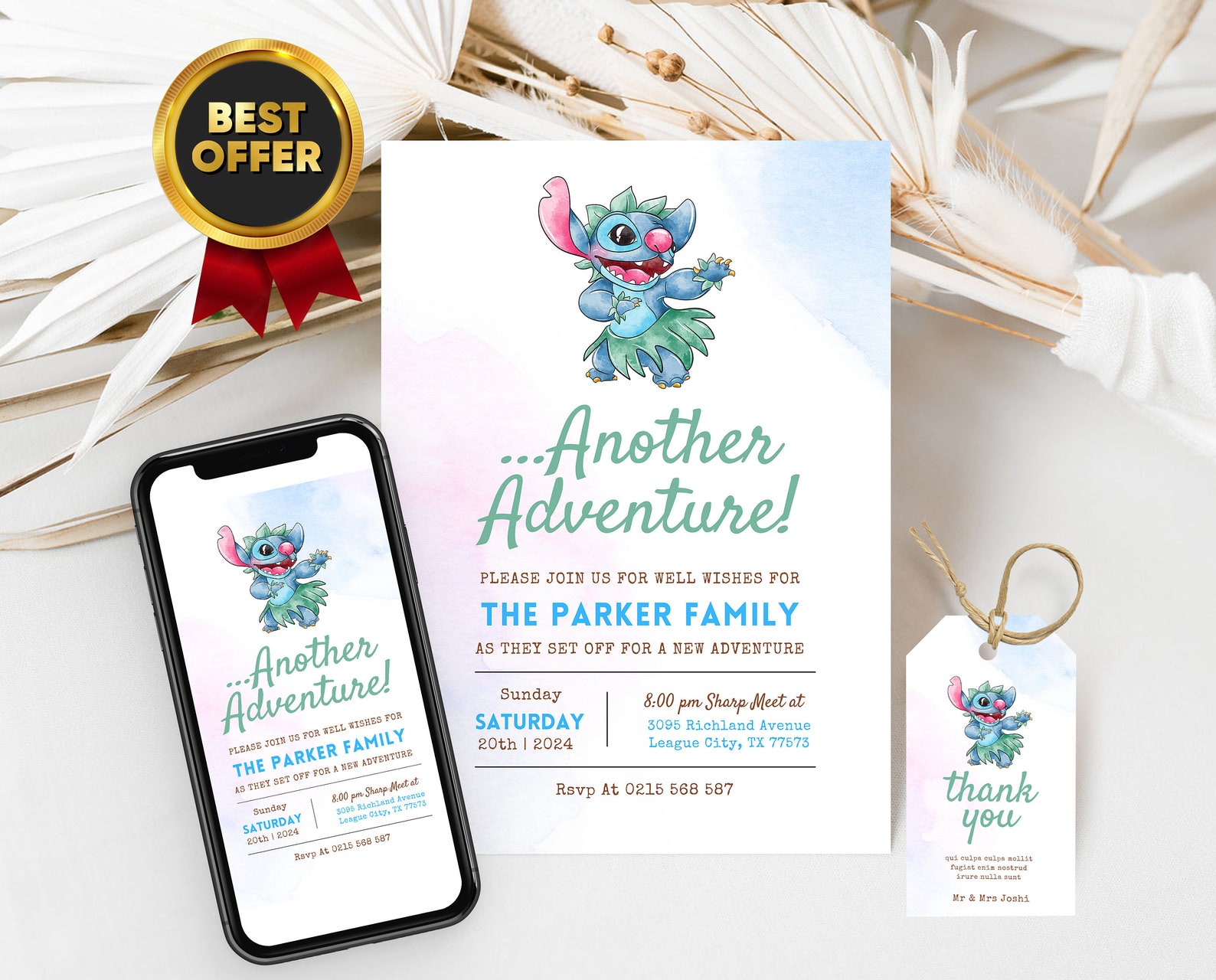 Stitch Kids Farewell Invitation Template, Farewell Party Invitation ...