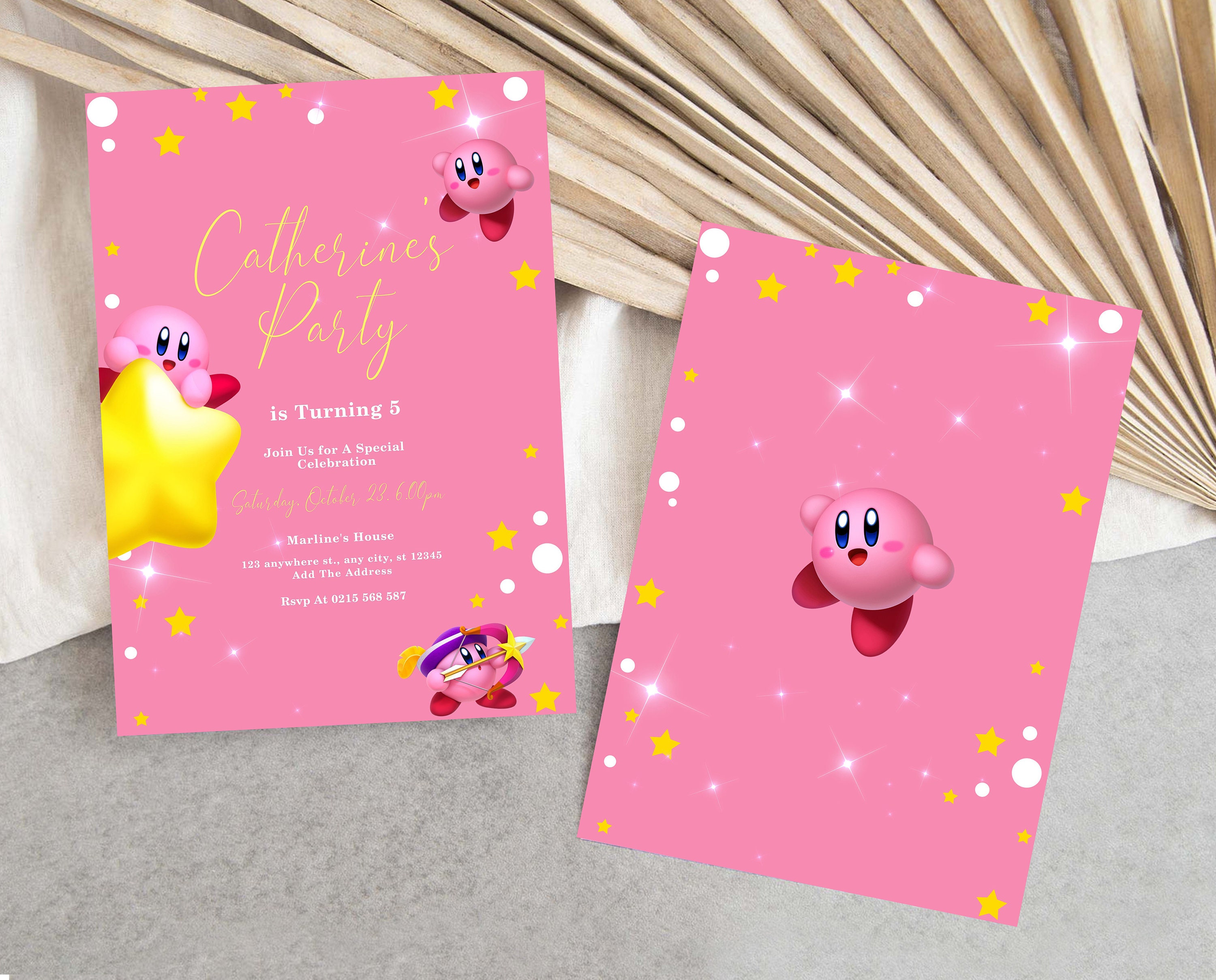 Editable Kirby Invitation and FREE Kirby Thank You Tag and Mobile Kirby ...