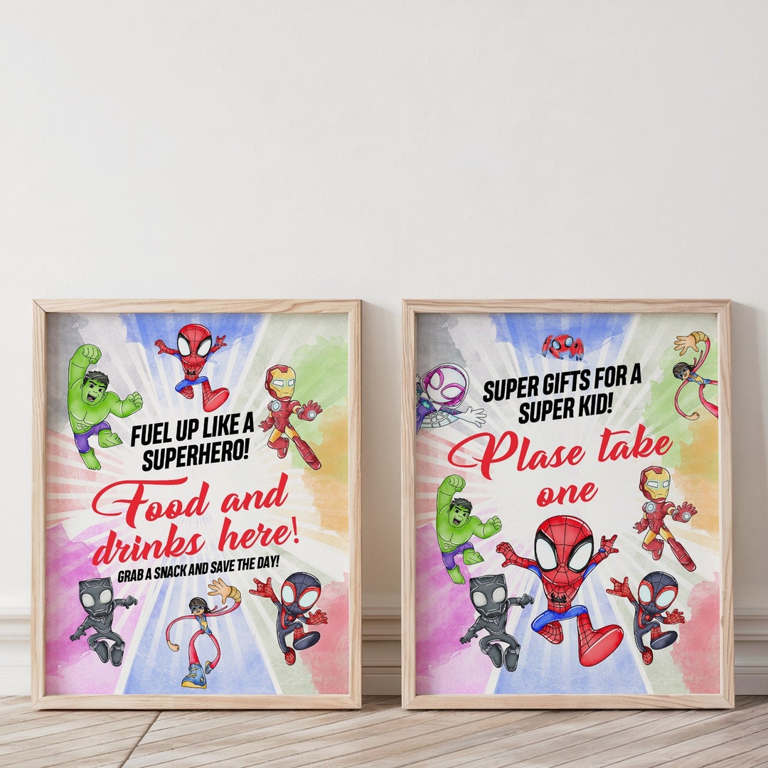 Editable Spidey and His Amazing Friends Birthday Gifts Sign and Food ...