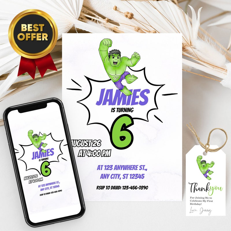 Hulk Invitations - Etsy