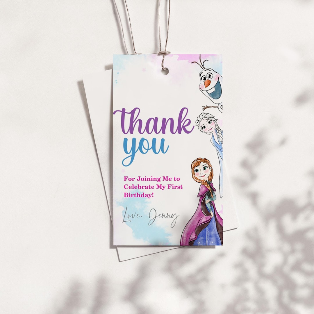 Editable Frozen Birthday Thank You Tags for Bags, Frozen Kids Birthday ...