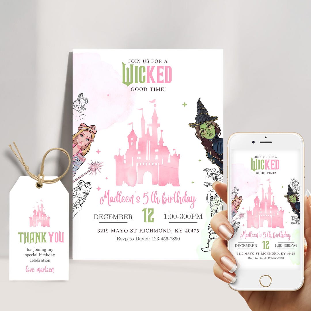 Wicked Birthday Party Invitation Wicked Party Invite WICKED Inspired ...