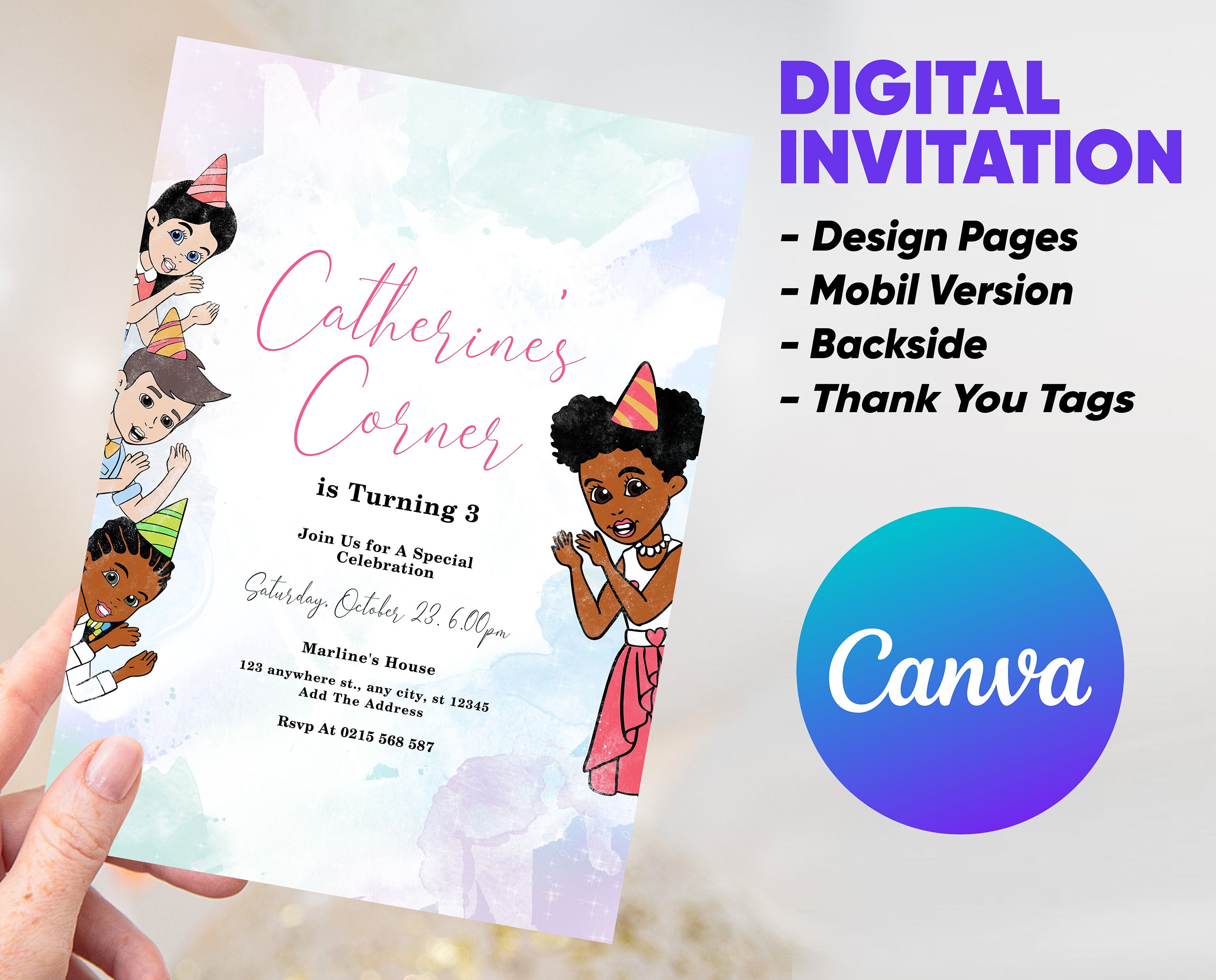 Gracy Corner Birthday Invitation Digital and FREE Thank You Tags ...
