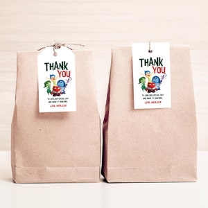Inside Out 2 Birthday Thank You Tags Editable on Canva, Inside Out Tgas ...