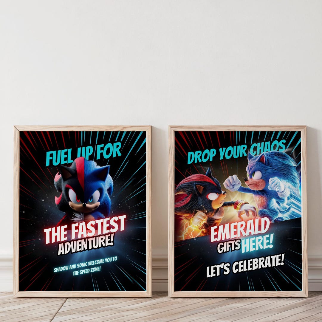 Editable Sonic the Hedgehog 3 Gifts Sign and Sonic the Hedgehog 3 Food ...