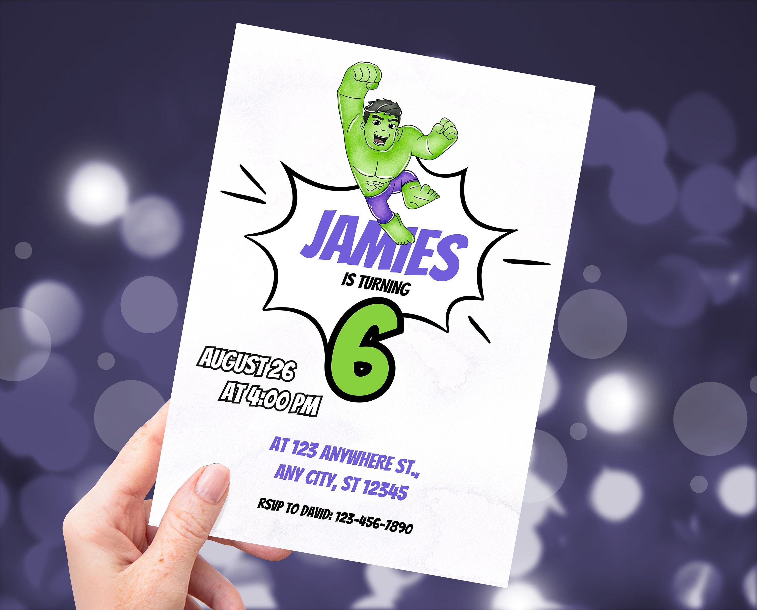 Hulk Birthday Invitation With Free Hulk Thank You Tags & Hulk Phone ...