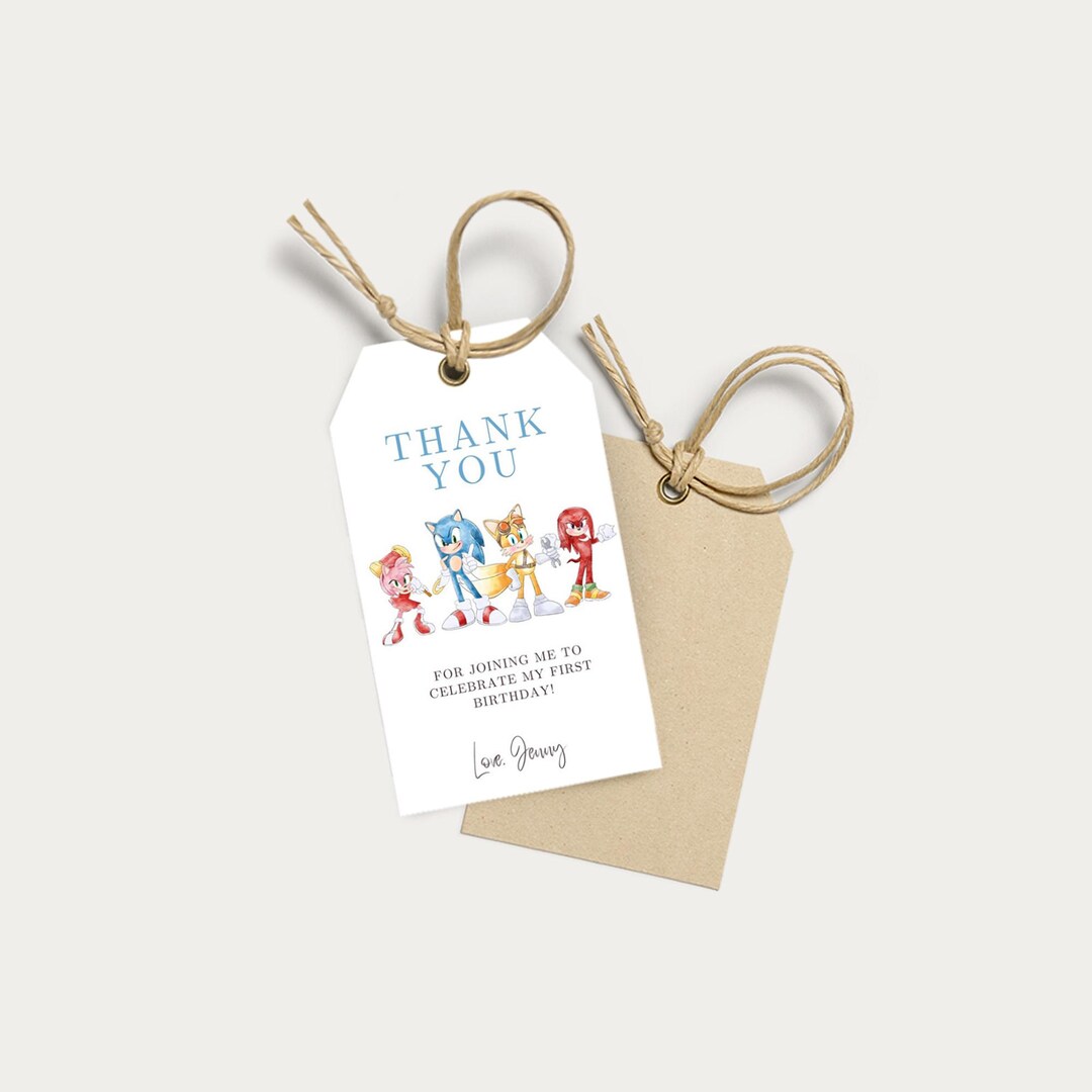 Editable Sonic Birthday Thank You Tags for Bags, Sonic Kids Birthday ...