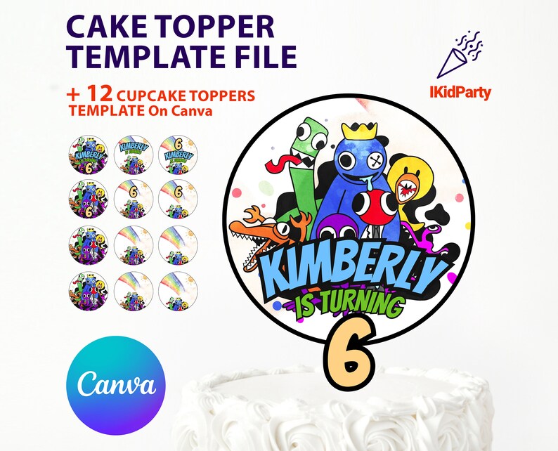 Editable Rainbow Friends Cake Topper Rainbow Friends Cupcake Topper ...