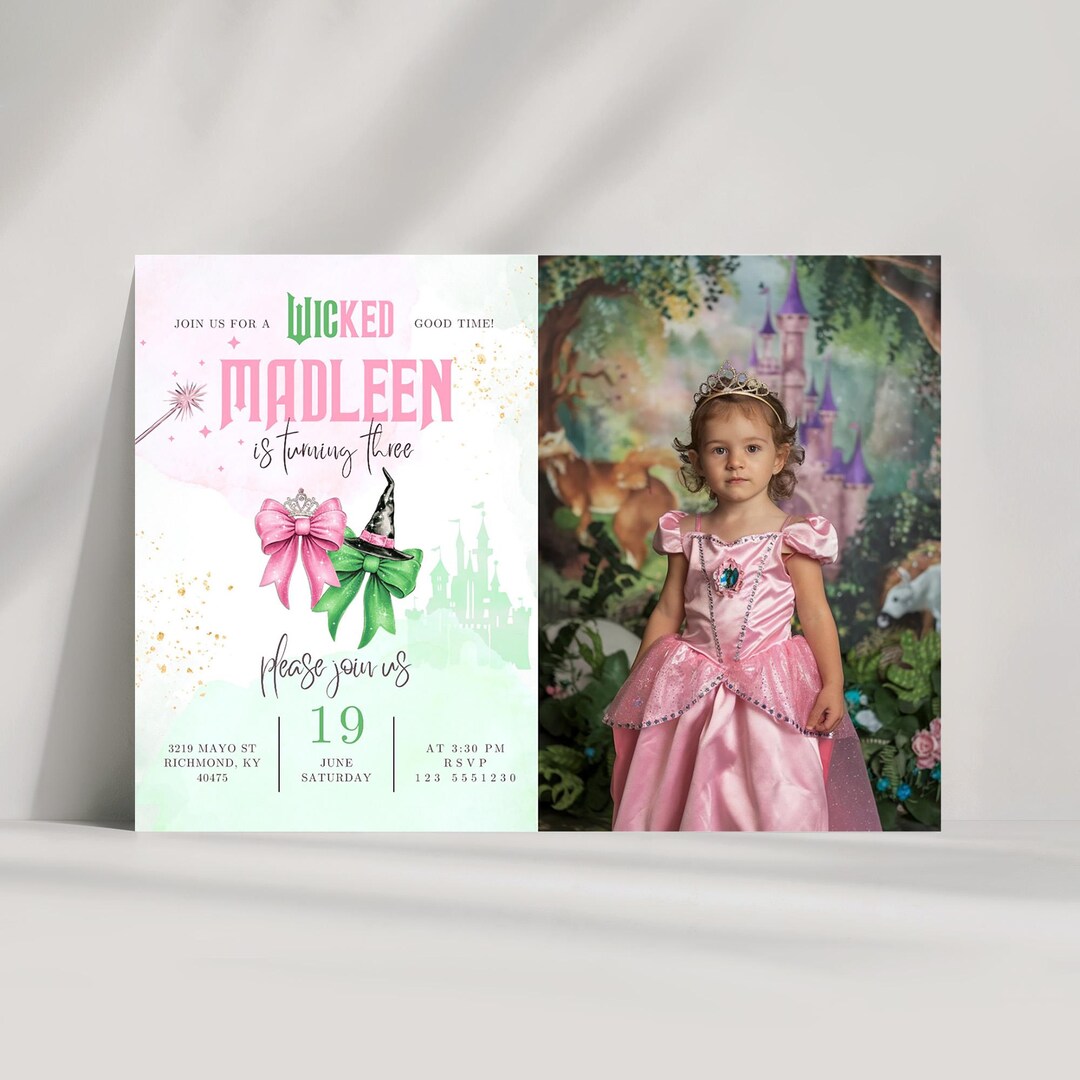 Wicked Birthday Party Invitation Wicked Party Invite WICKED Inspired Movie Invite Elphaba ...