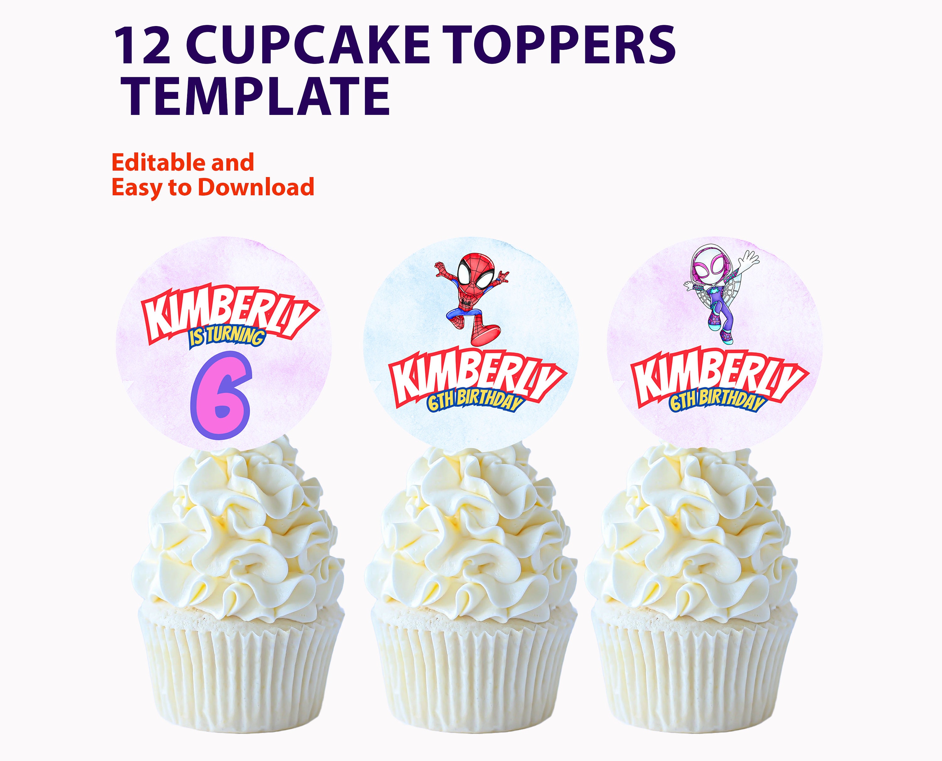 Printable Spin Spider Cake Topper Spidey and His Amazing Friends ...