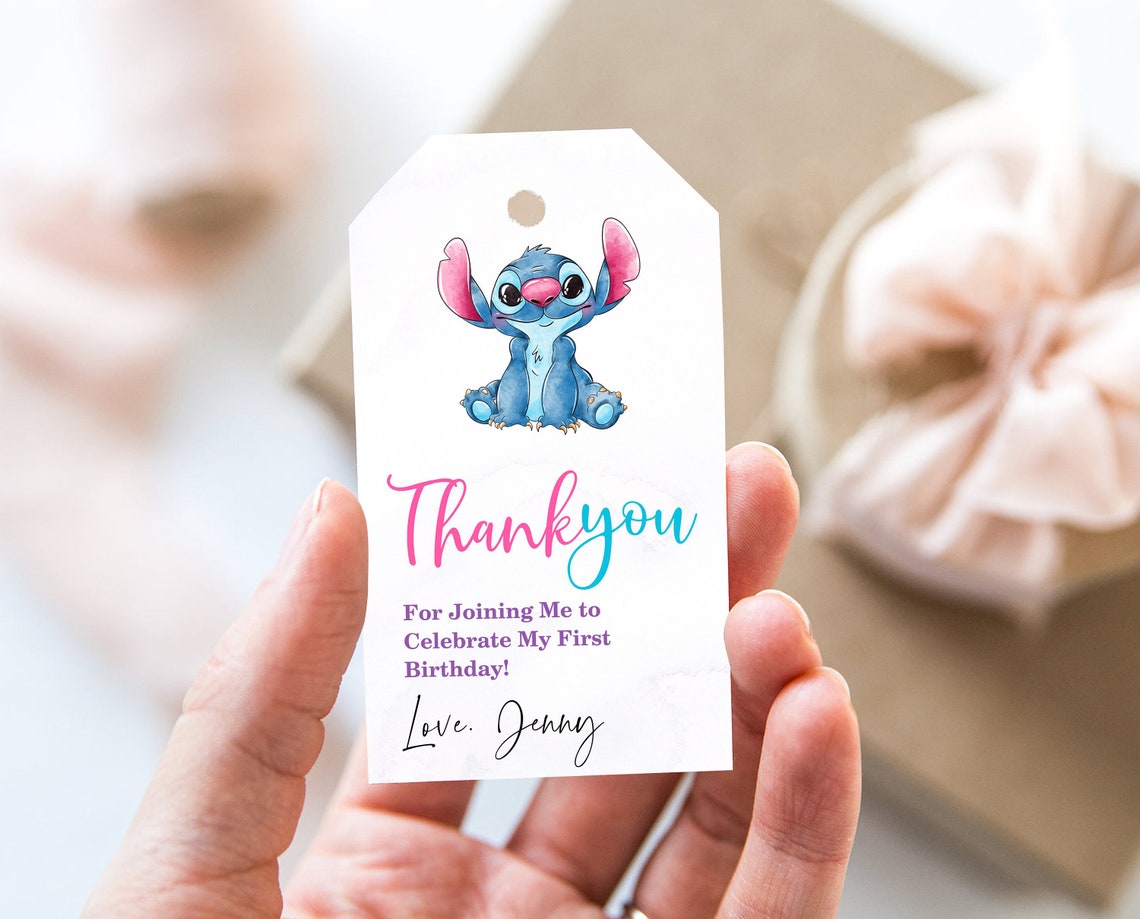 Editable Stitch Birthday Invitation Template FREE Thank You Tags ...