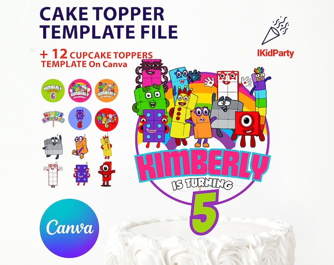 Numberblocks Cake Topper 12 Cupcake Toppers Digital Print Numberblocks ...