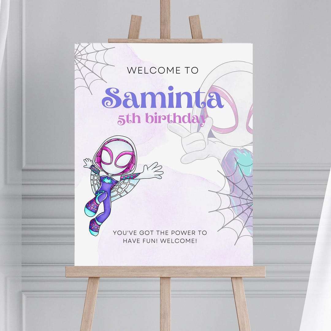 Ghost Spider Welcome Sign 16x20, Spidey Spider-woman Birthday Welcome ...