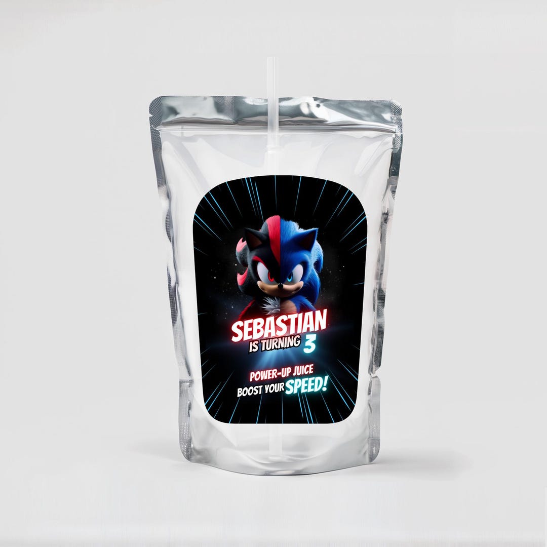 Editable Sonic Birthday Juice Label, Sonic Kids Birthday Party Favors ...
